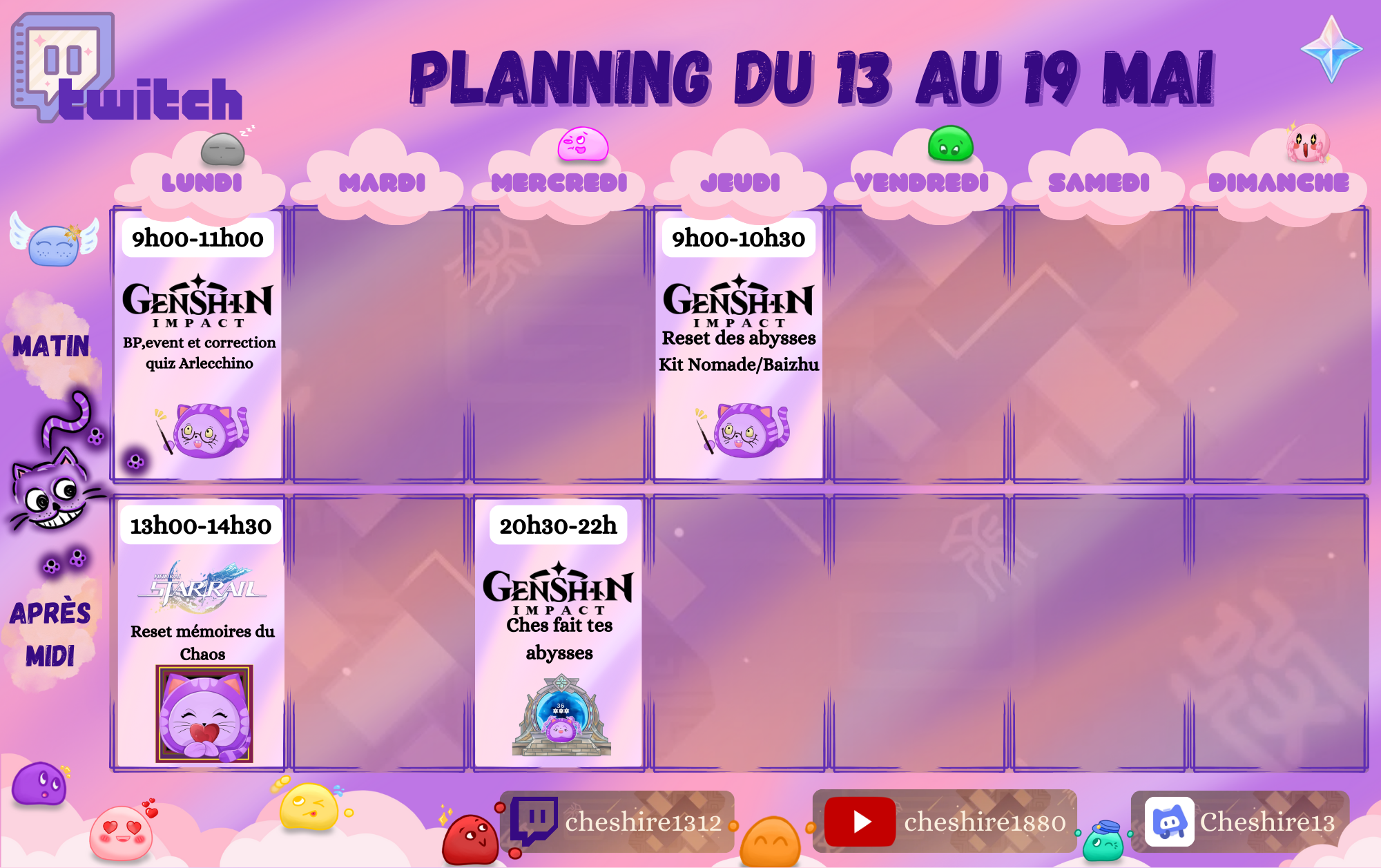 [Planning Twitch] Semaine du 13 au 19 mai + infos diverses Genshin ...