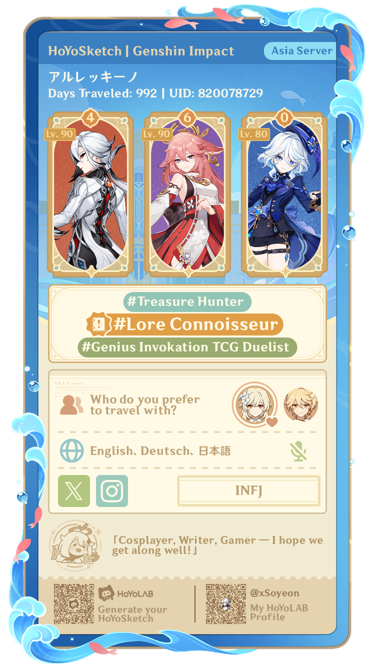 My Hoyoverse Card! Genshin Impact | HoYoLAB