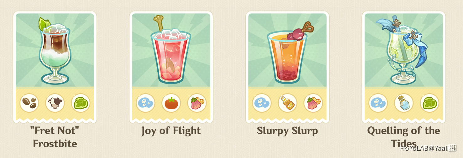 All 37 drinks from the web event Genshin Impact | HoYoLAB