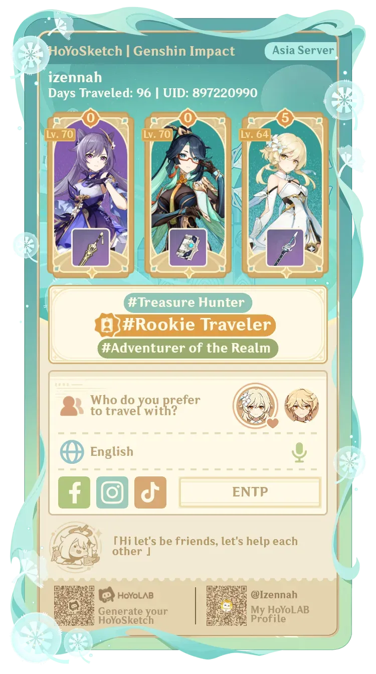 my information namecards Genshin Impact | HoYoLAB