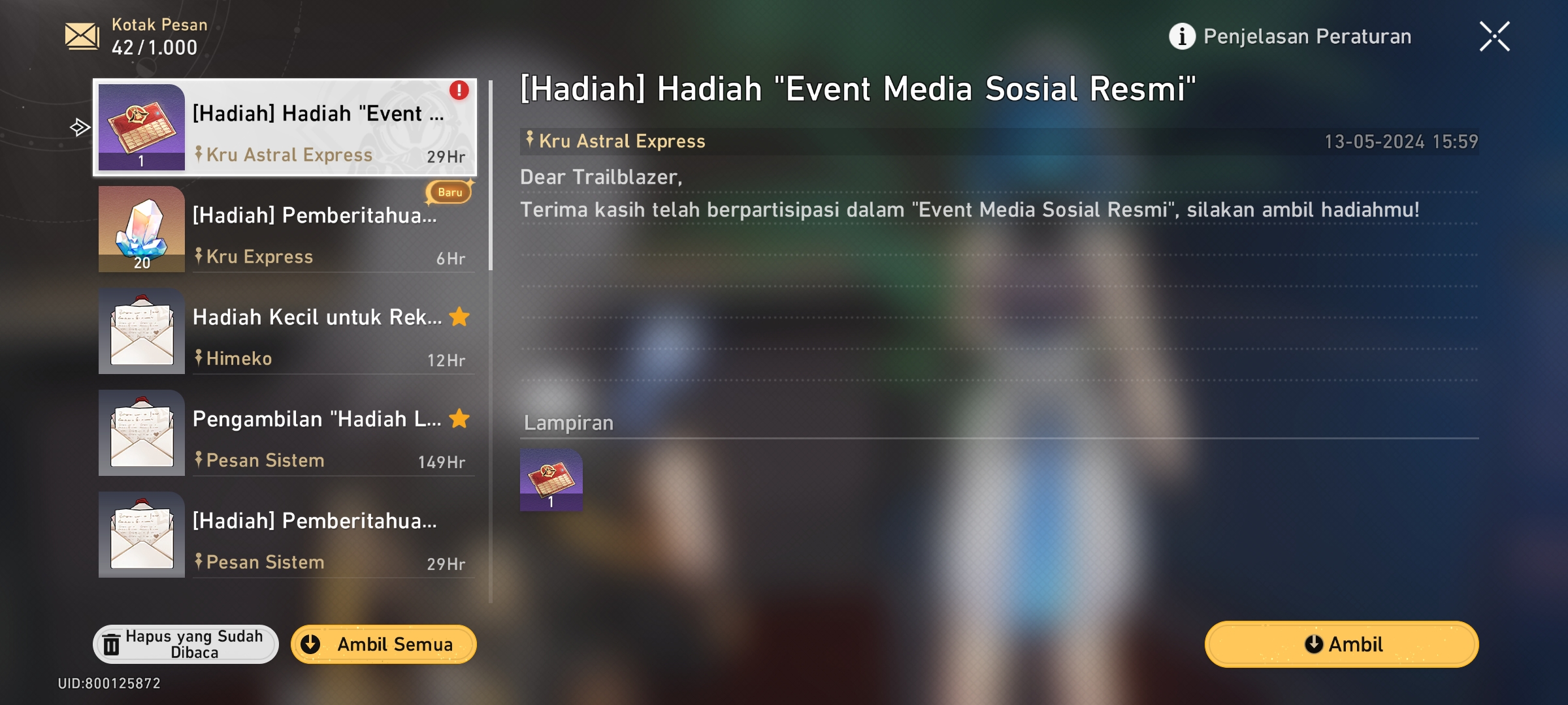 Huwaaa, makasih! makasihh banget game baik😭🙏 Honkai: Star Rail | HoYoLAB