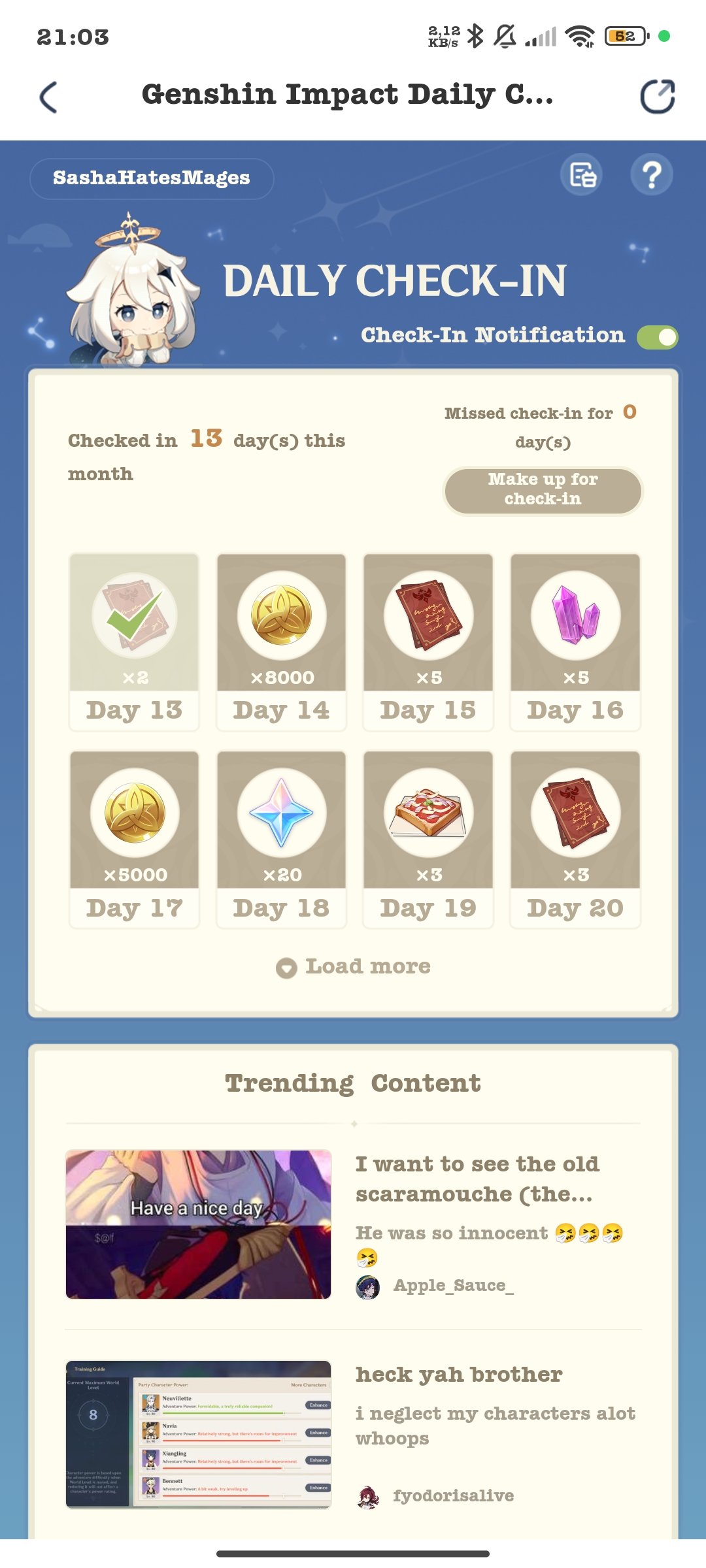 Bugged daily check-in! Genshin Impact | HoYoLAB