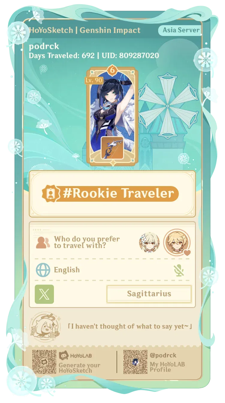 traveler name card Genshin Impact | HoYoLAB