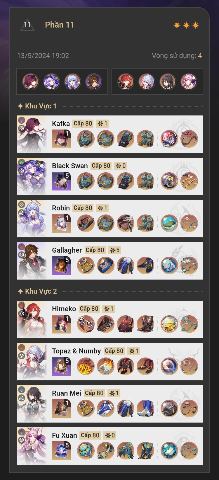 Team Kafka (with huge Robin buff) and Team Himeko Topaz set fire Honkai ...