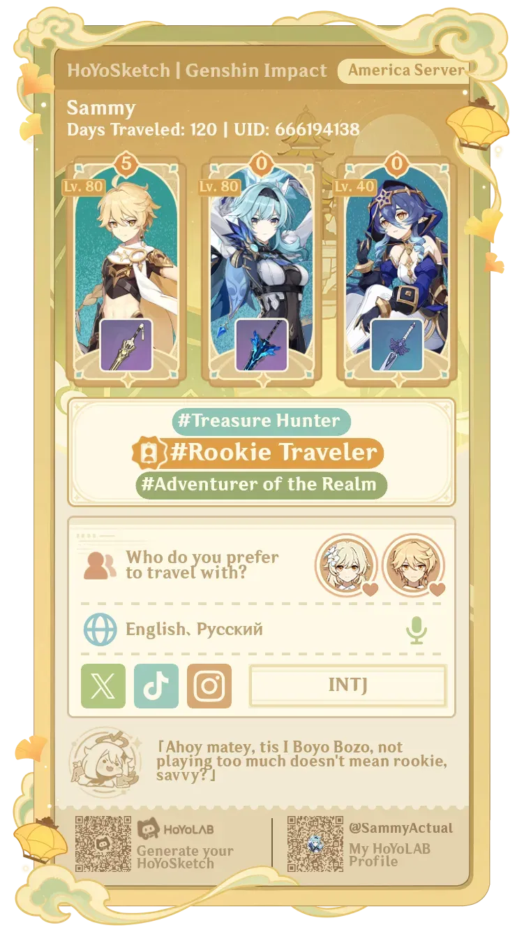 me card Genshin Impact | HoYoLAB