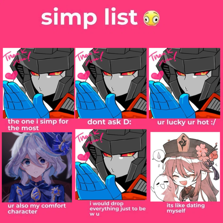 My deranged simp list 🫠 Genshin Impact | HoYoLAB