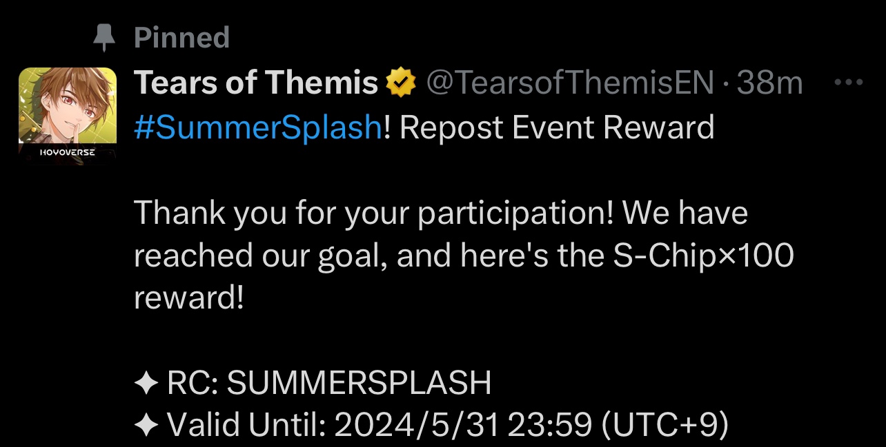 Code: 100 s-chips Tears of Themis | HoYoLAB