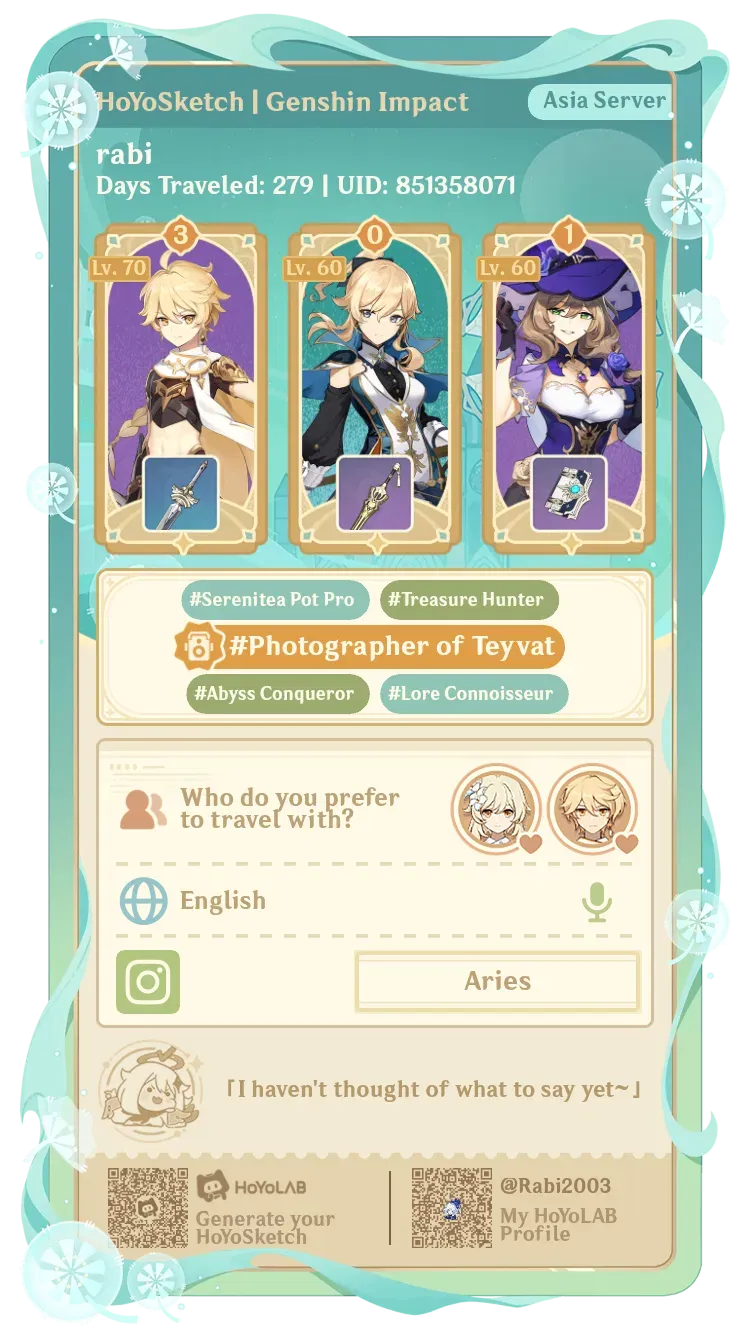 bio data Genshin Impact | HoYoLAB