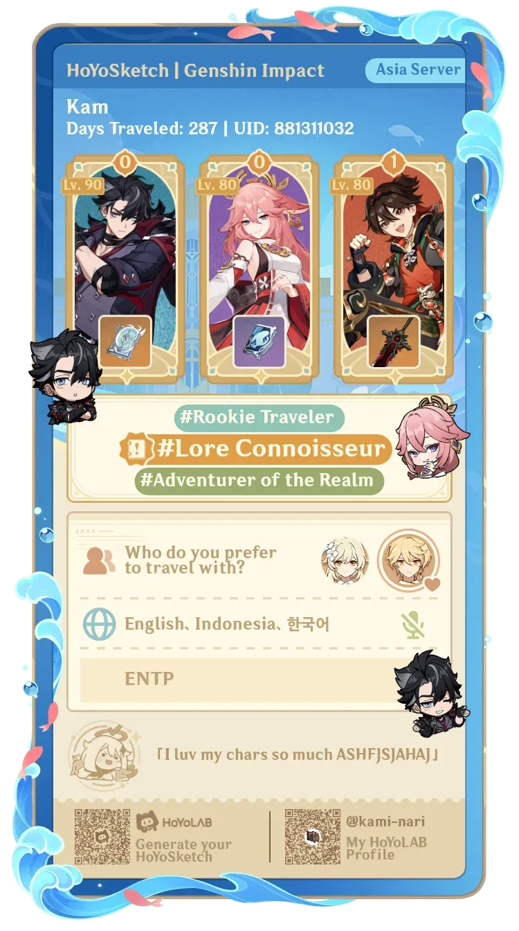 basically an overview of me Genshin Impact | HoYoLAB