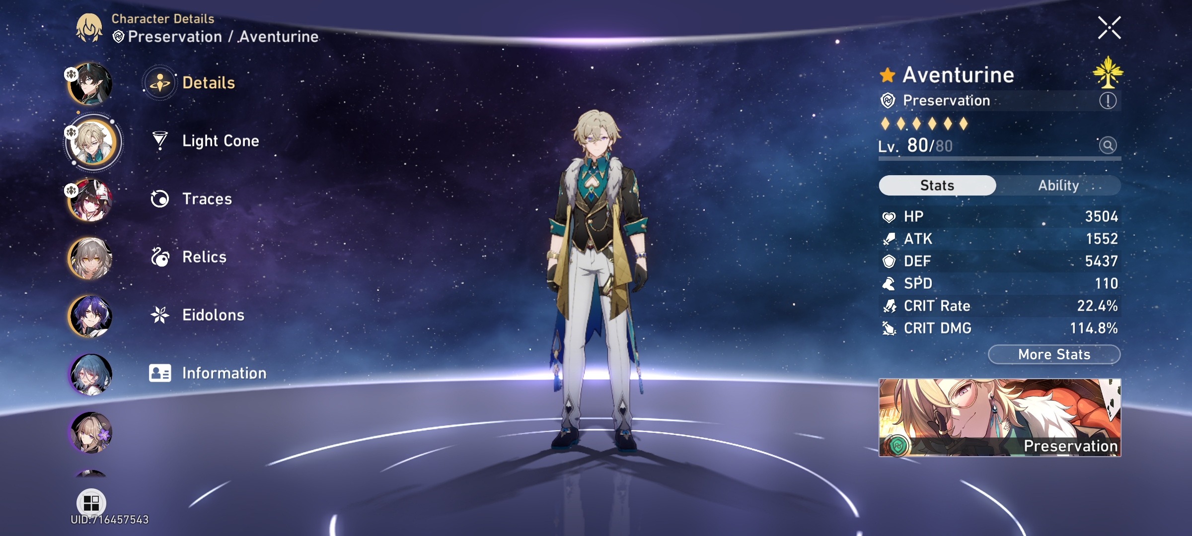 Aventurine Def and Crit body Honkai: Star Rail | HoYoLAB