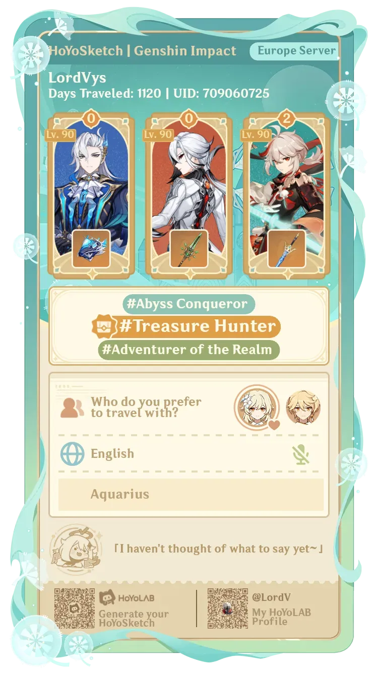 My Profile Card Genshin Impact | HoYoLAB