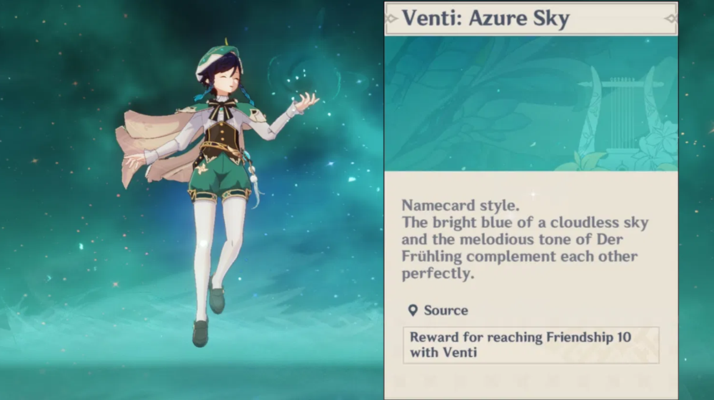 Friendship 10 Venti - "Azure Sky" Genshin Impact | HoYoLAB