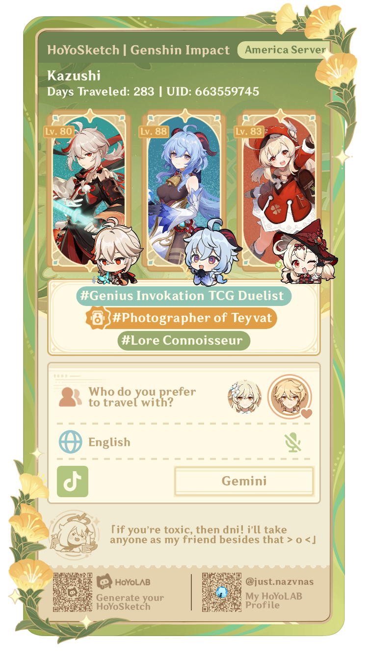 this genshin name card stuff is cute Genshin Impact | HoYoLAB