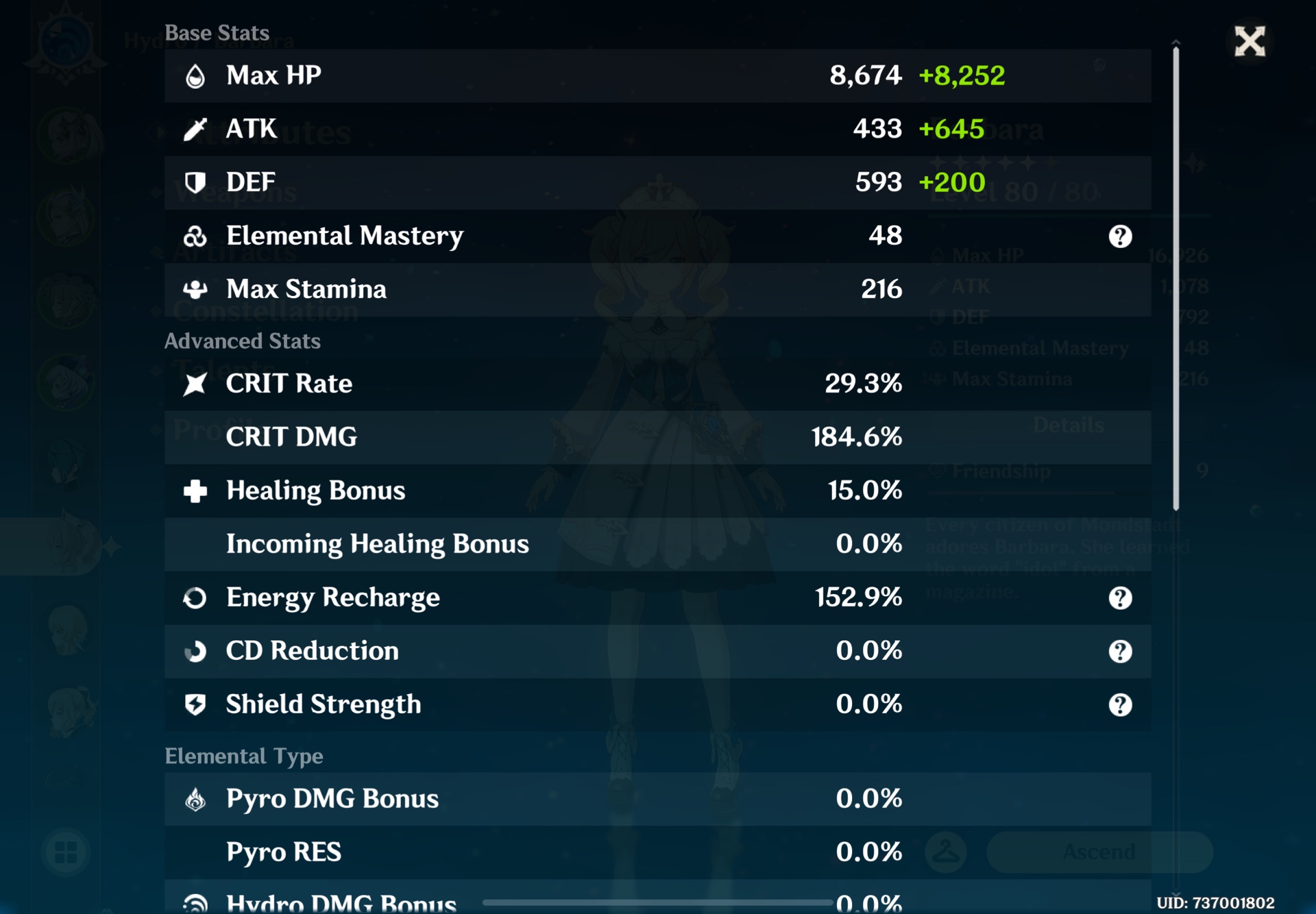 I accidentally rolled too much crit on my sub dps barbara Genshin ...