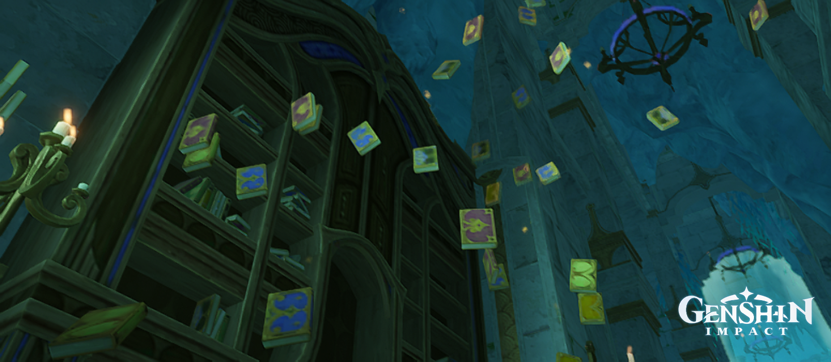 Woahh the new area is so cool there is a floating books :00 Genshin ...