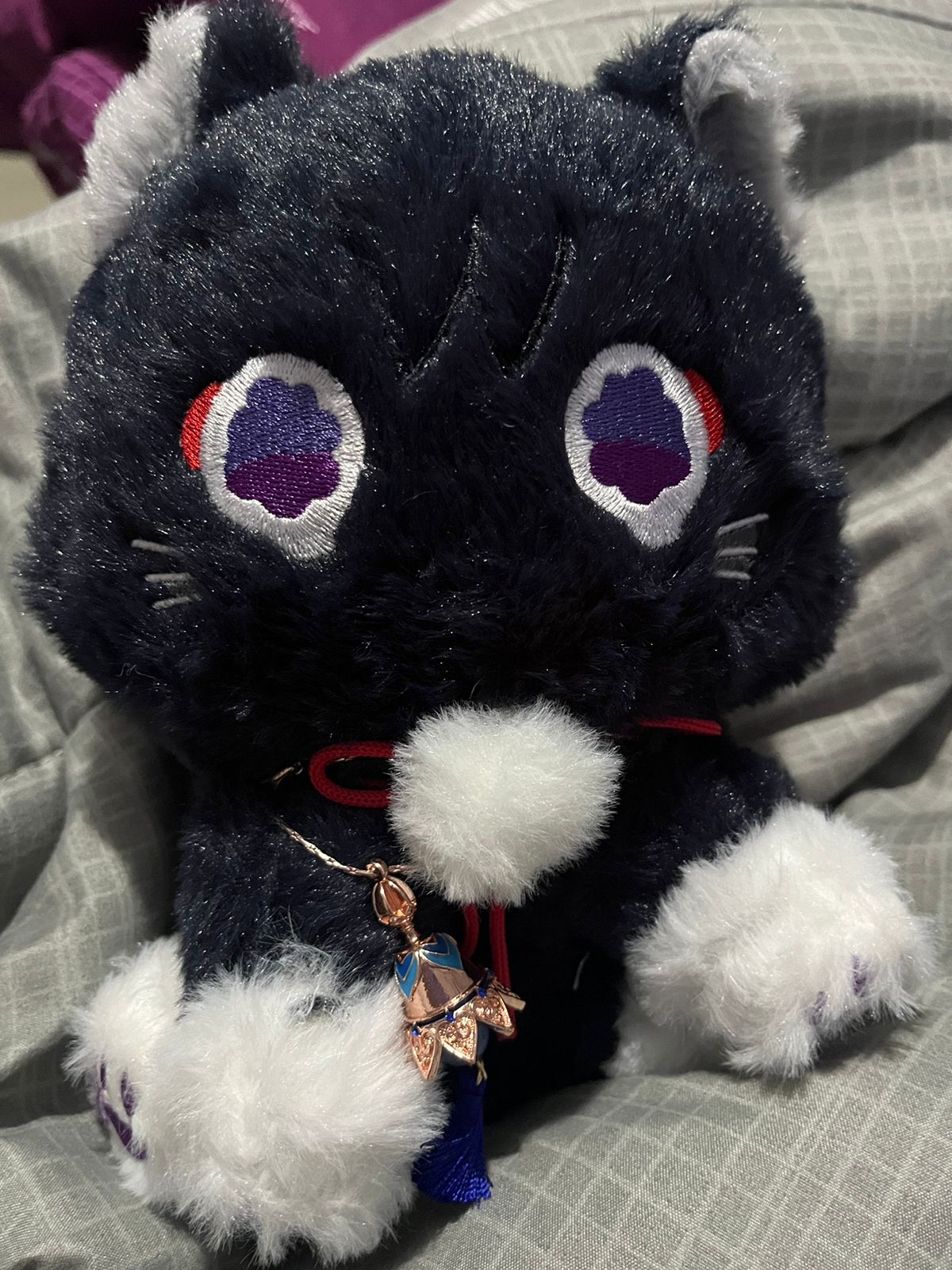 me llegó mi pedido del peluche de scara y una cadena de su arma Genshin ...