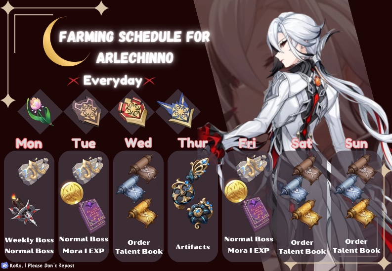 Arlechinno Farming Schedule Genshin Impact | HoYoLAB