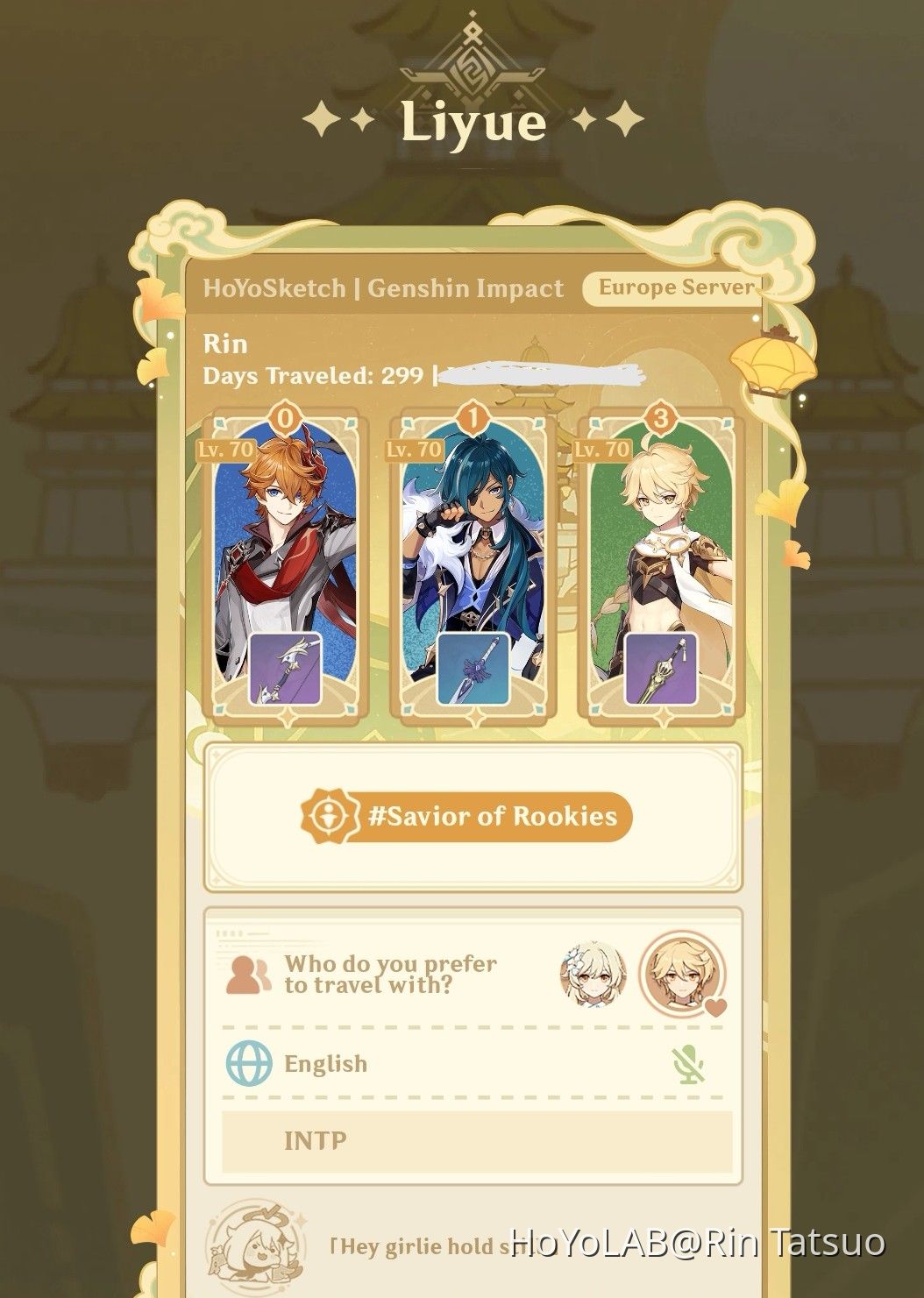 My Genshin profile Genshin Impact | HoYoLAB