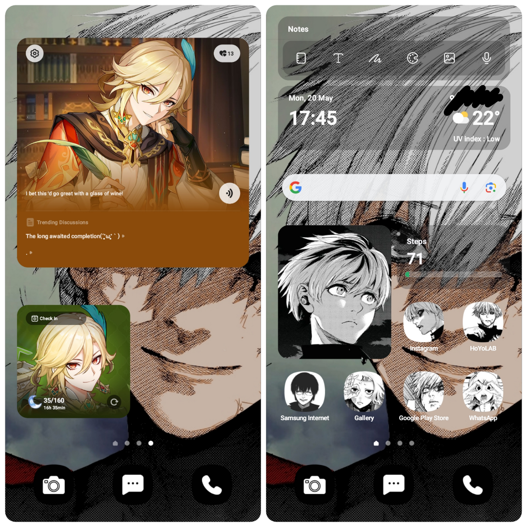 Kaveh adding color to my near-monochrome homescreen Genshin Impact ...