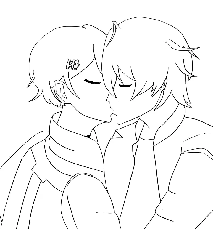 how to draw kissing anime characters