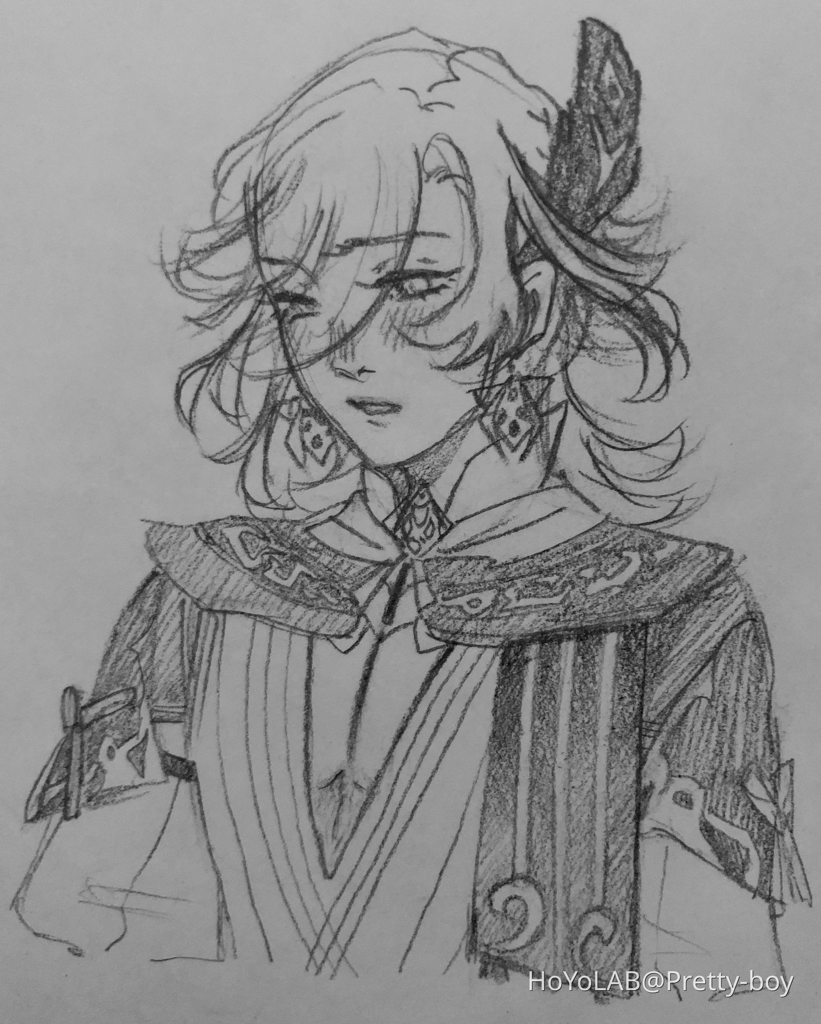 Pencil drawing of Kaveh Genshin Impact | HoYoLAB