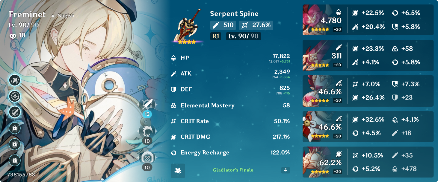 DPS Freminet build Genshin Impact | HoYoLAB