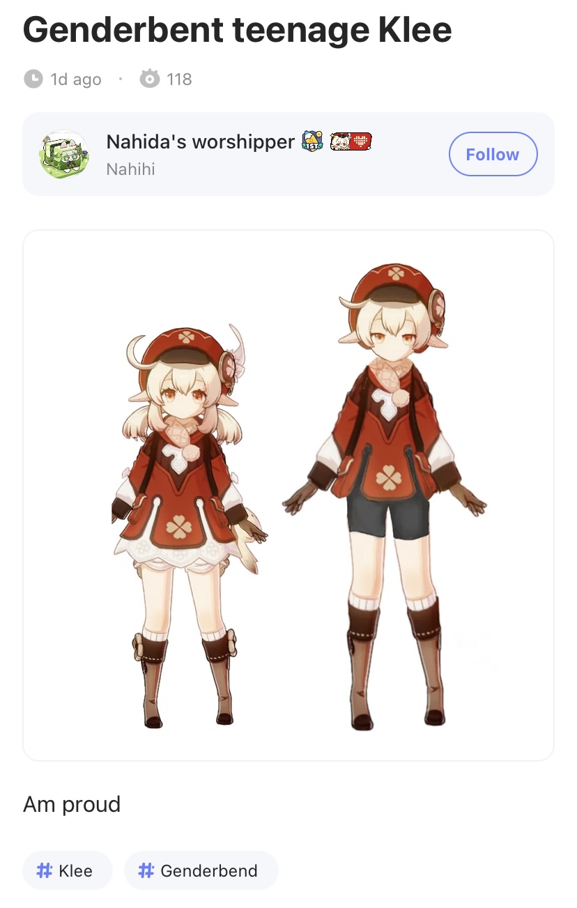 Genderbend Klee Art!! (Inspo from Nahida Worshipper) Genshin Impact ...