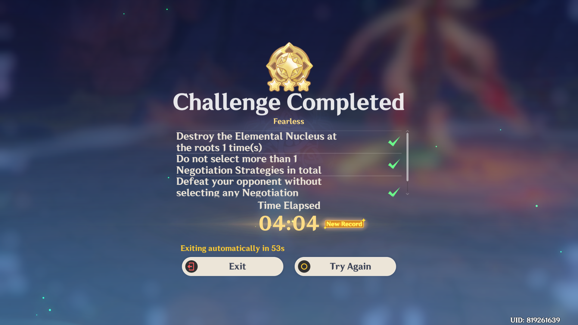 Ok, getting platinum for this challenge in Fearless mode is indeed ...