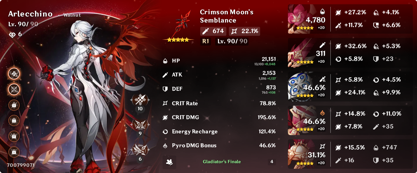 Arlecchino Stats Genshin Impact | HoYoLAB