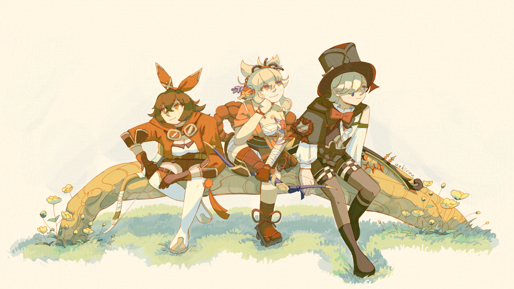 the pyro bow trio Genshin Impact | HoYoLAB