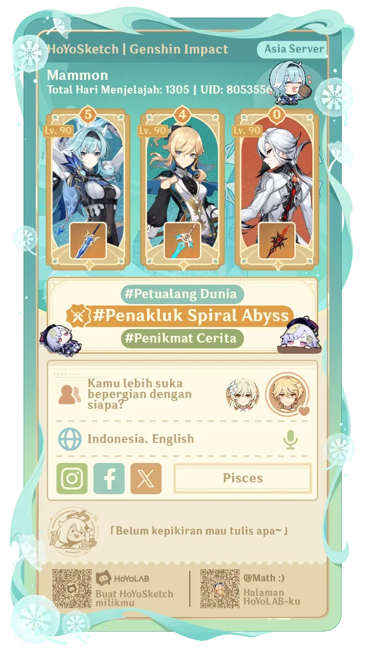 Genshin profile card Genshin Impact | HoYoLAB