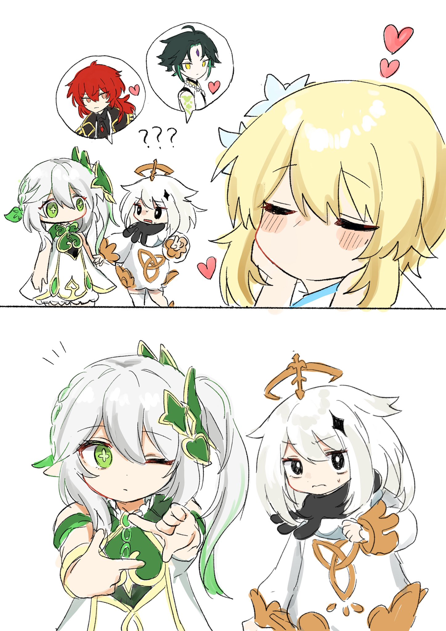 Day 8 Pics For Nahida (Points)! Nahida and Paimon spy on Lumine 🤫 ...