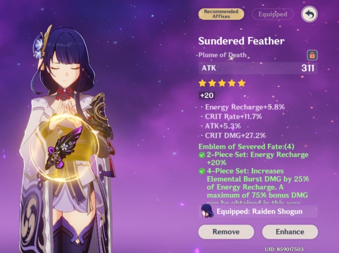 50.6CV ON EMBLEM PIECE FOR RAIDEN Genshin Impact | HoYoLAB