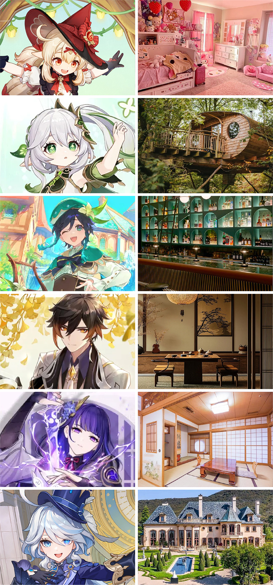 Look what I found! Genshin Impact character themed rooms Genshin Impact ...