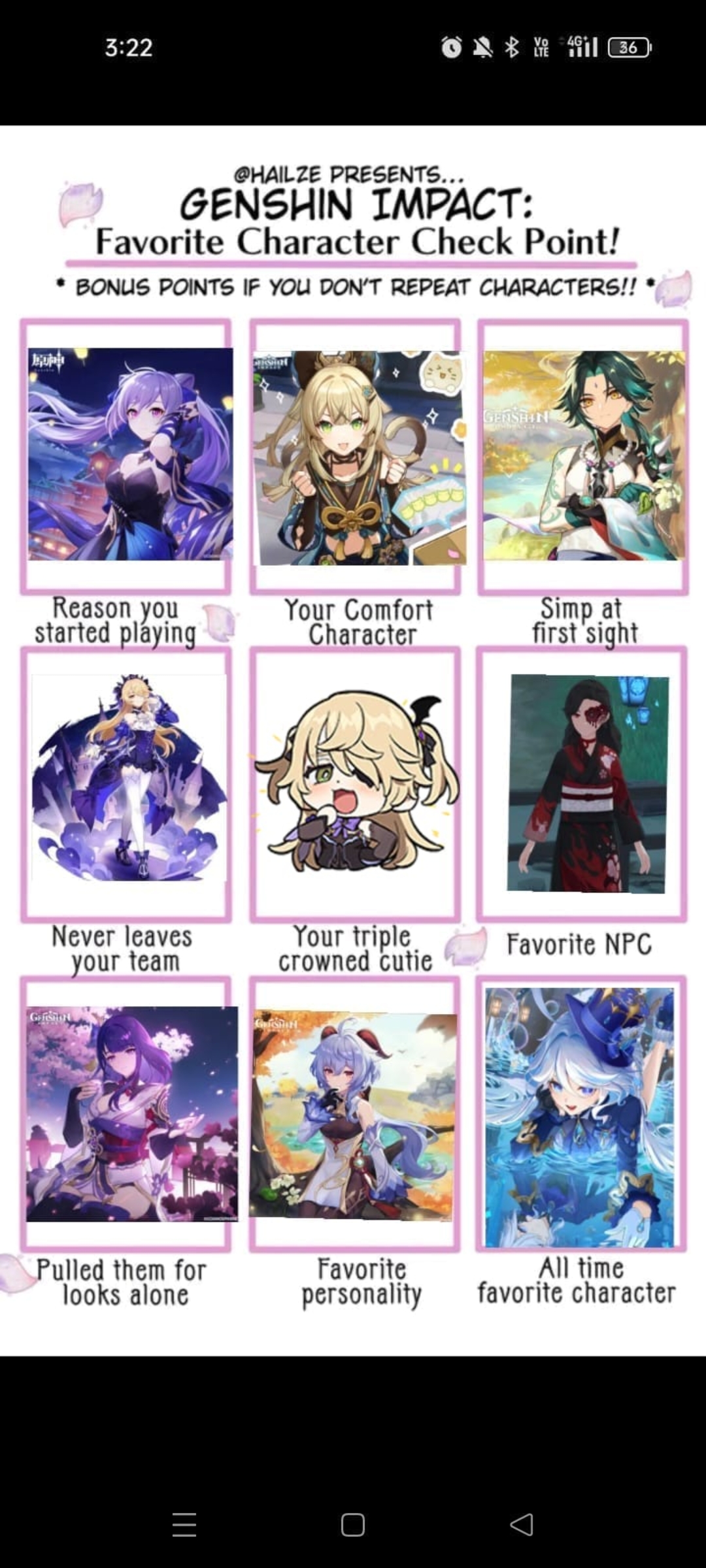 Favourite character check point Genshin Impact | HoYoLAB