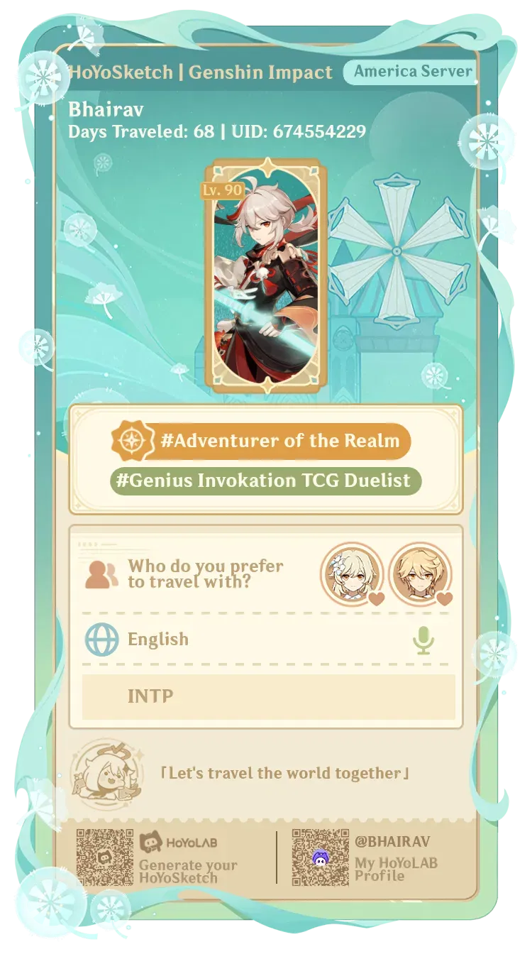 my bio Genshin Impact | HoYoLAB