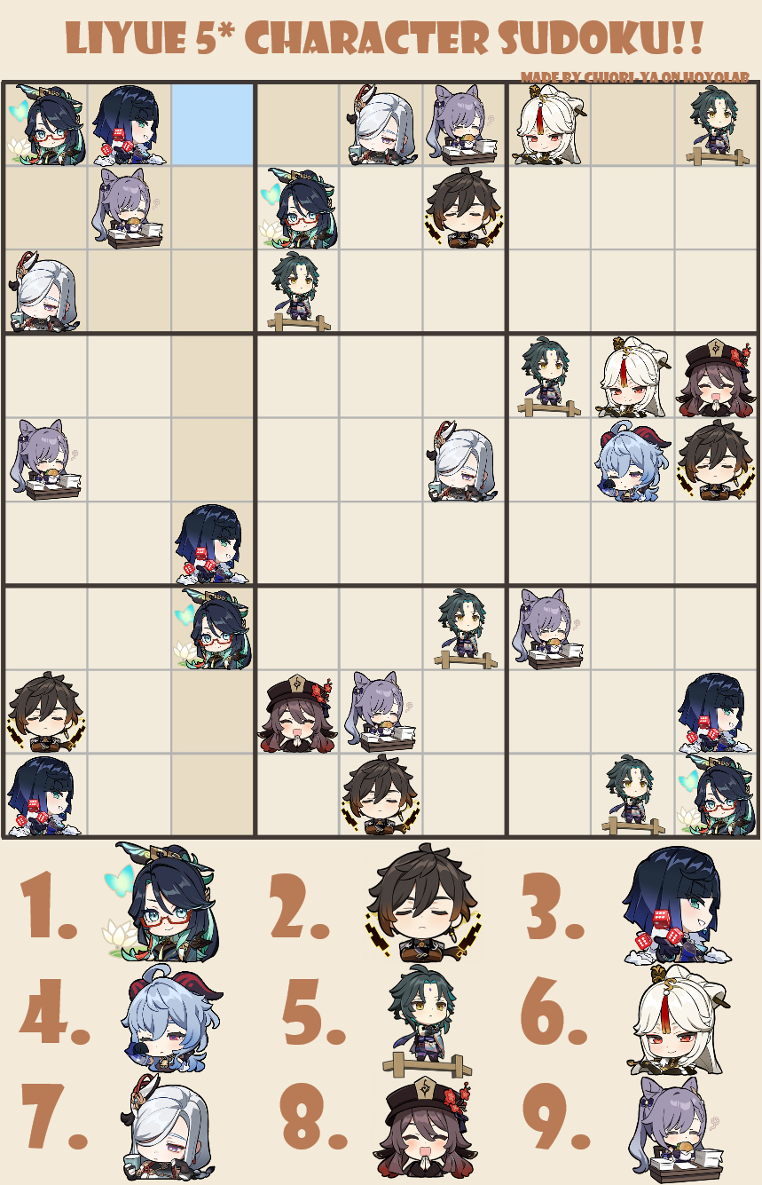 Liyue 5* Character Sudoku!! (Expert) Genshin Impact | HoYoLAB