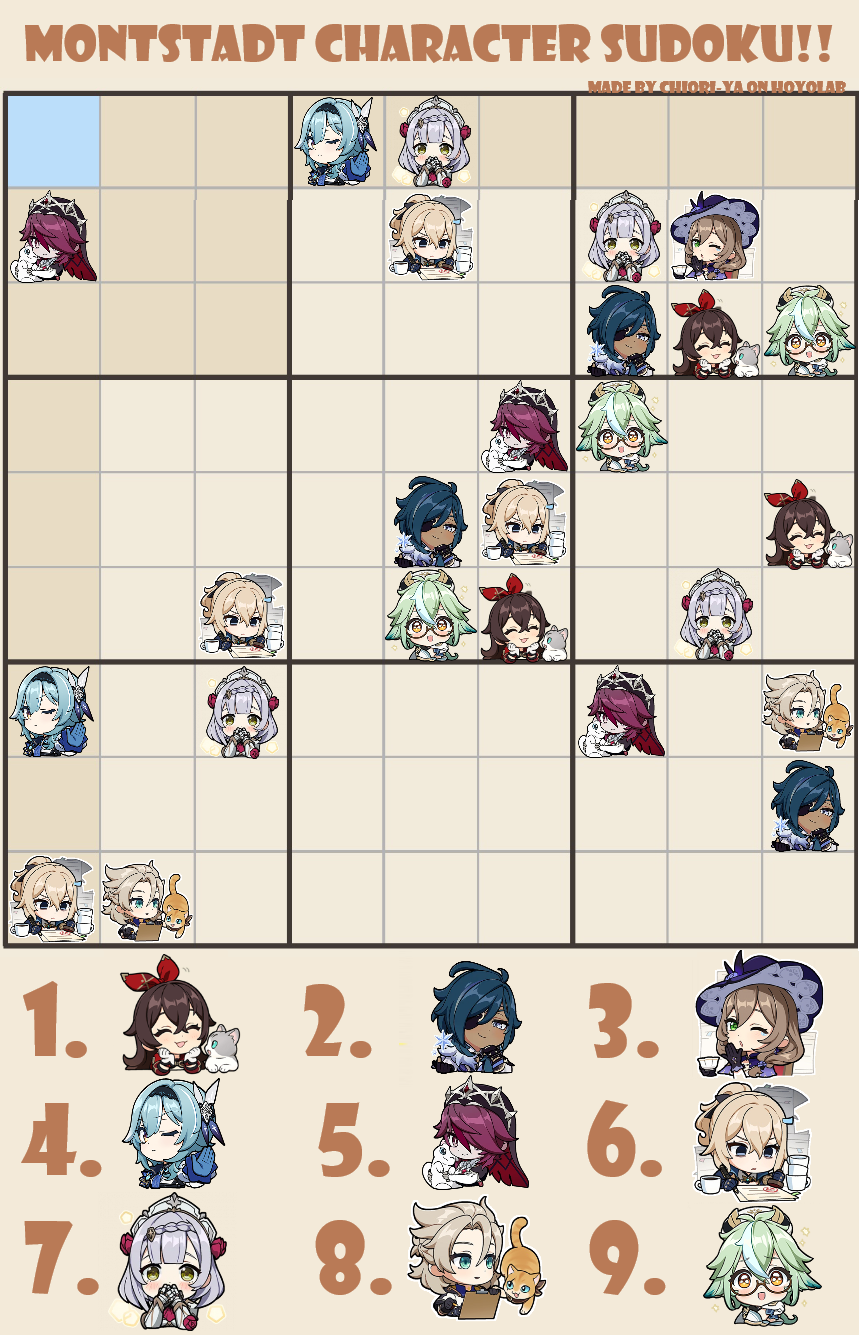 Montstadt Character Sudoku!! (Master) Genshin Impact | HoYoLAB