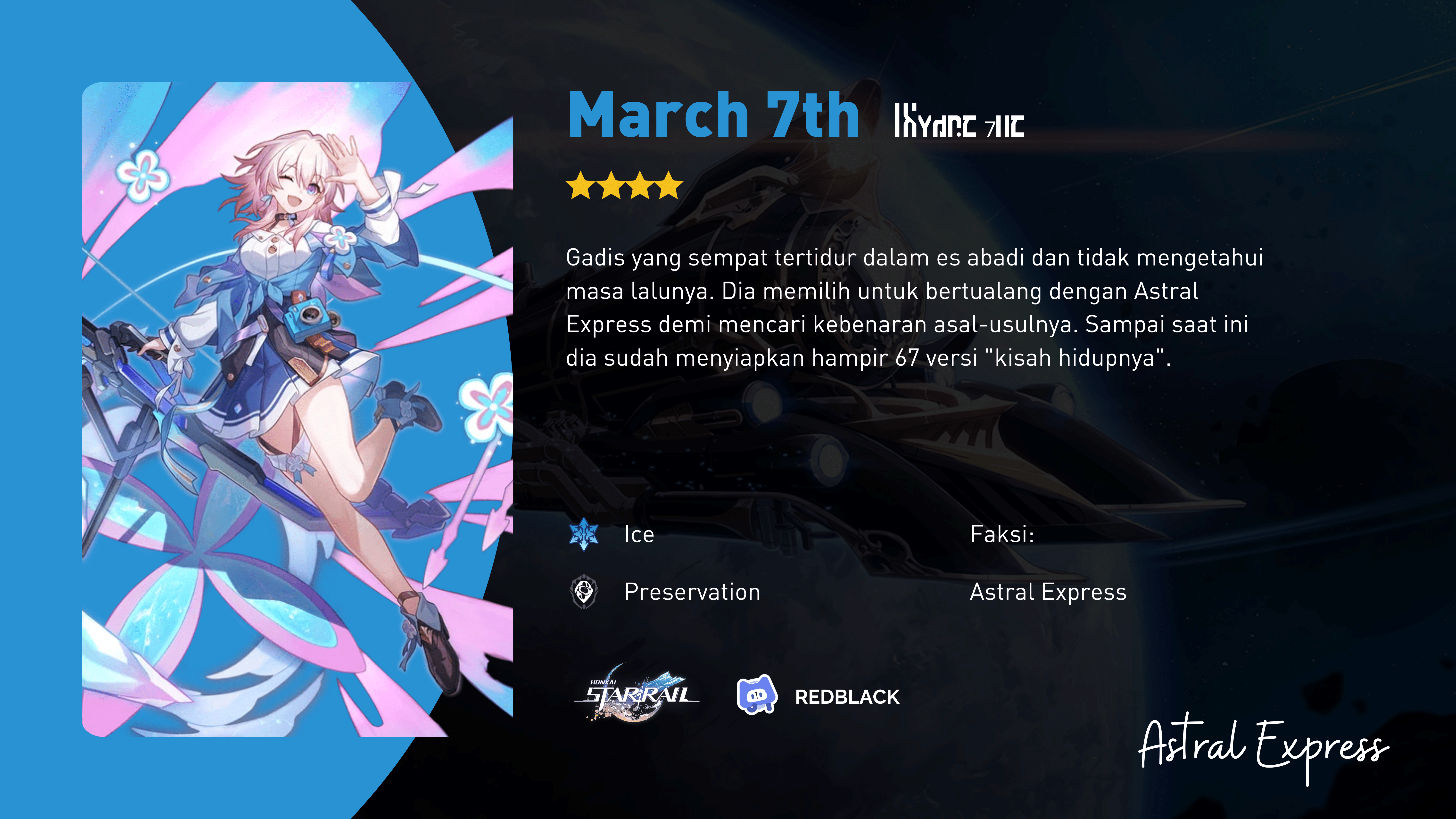 [MARCH 7TH] PROFIL KARAKTER - ASTRAL EXPRESS (ICE) Honkai: Star Rail ...
