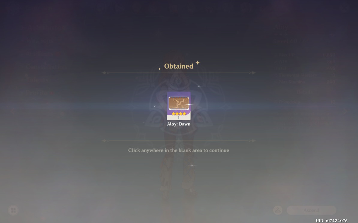 Just got Aloy's namecard, the rarest item in the game! /joke Genshin ...