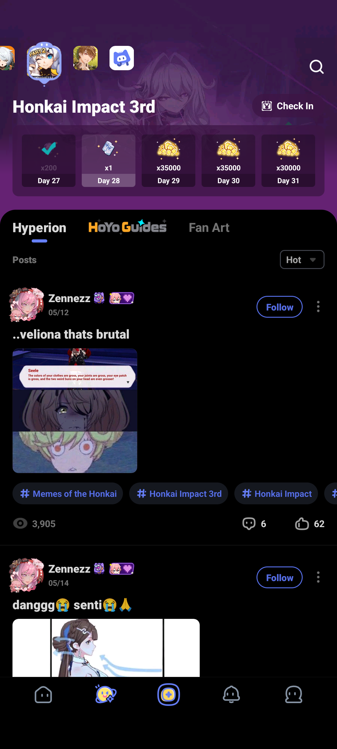 HI3RD check in feature Honkai Impact 3rd | HoYoLAB