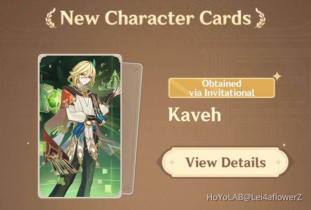 Kaveh is gonna be in TCG!? MY BABY BOY! 😭 Genshin Impact | HoYoLAB