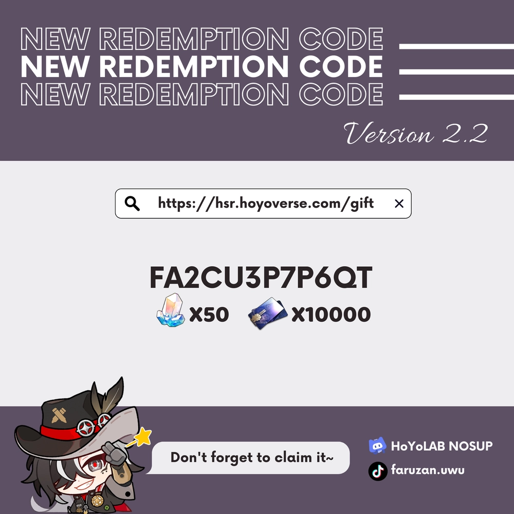 New Redemption Code | HSR version 2.2 part 2🔥 Honkai: Star Rail | HoYoLAB