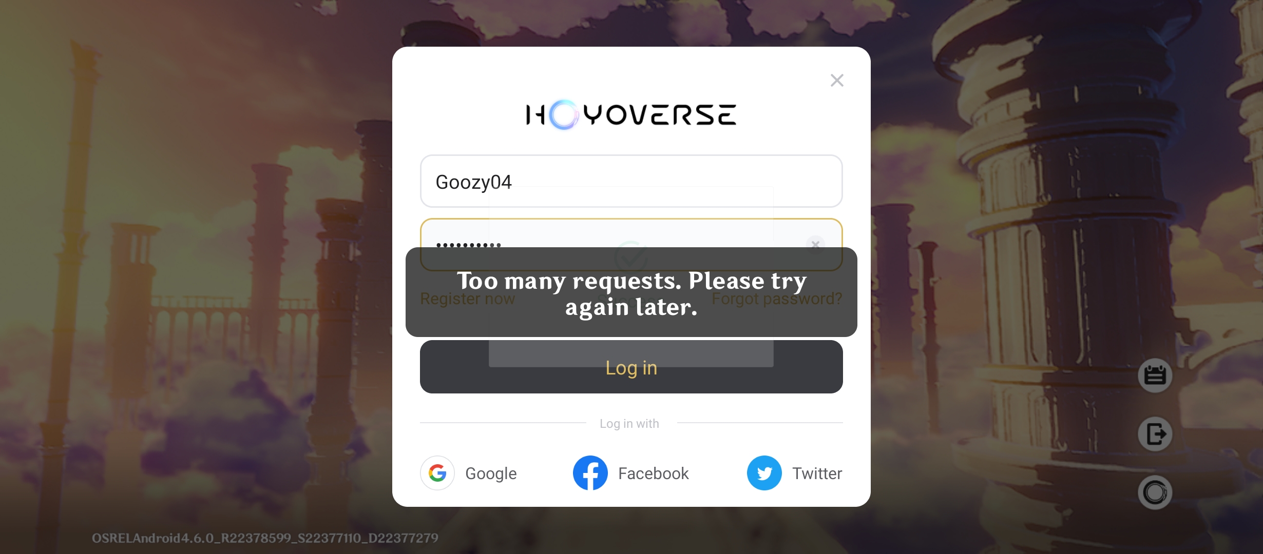 Can't Login Genshin Impact | HoYoLAB