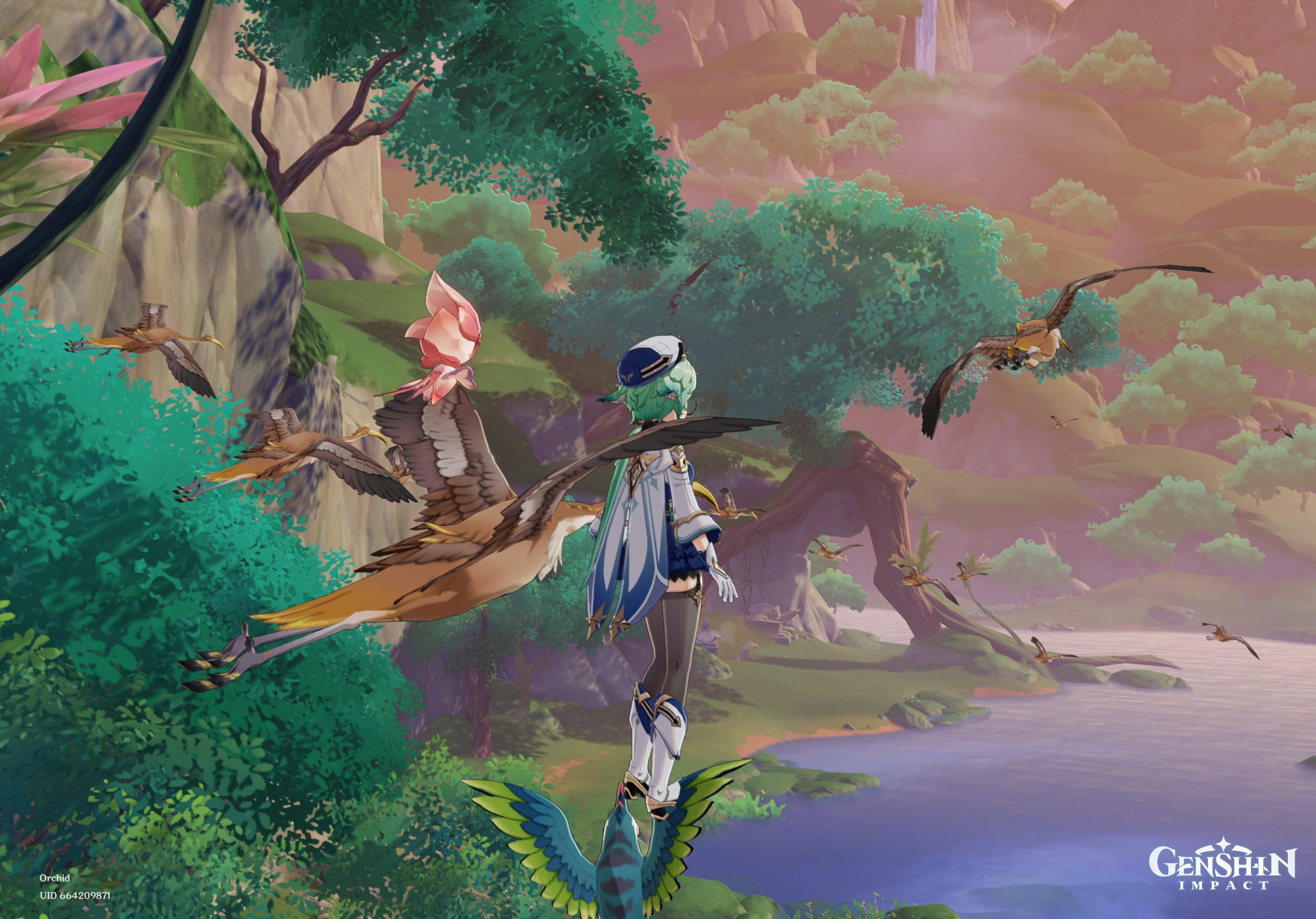 sucrose standing on various floating animals and staring into the ...