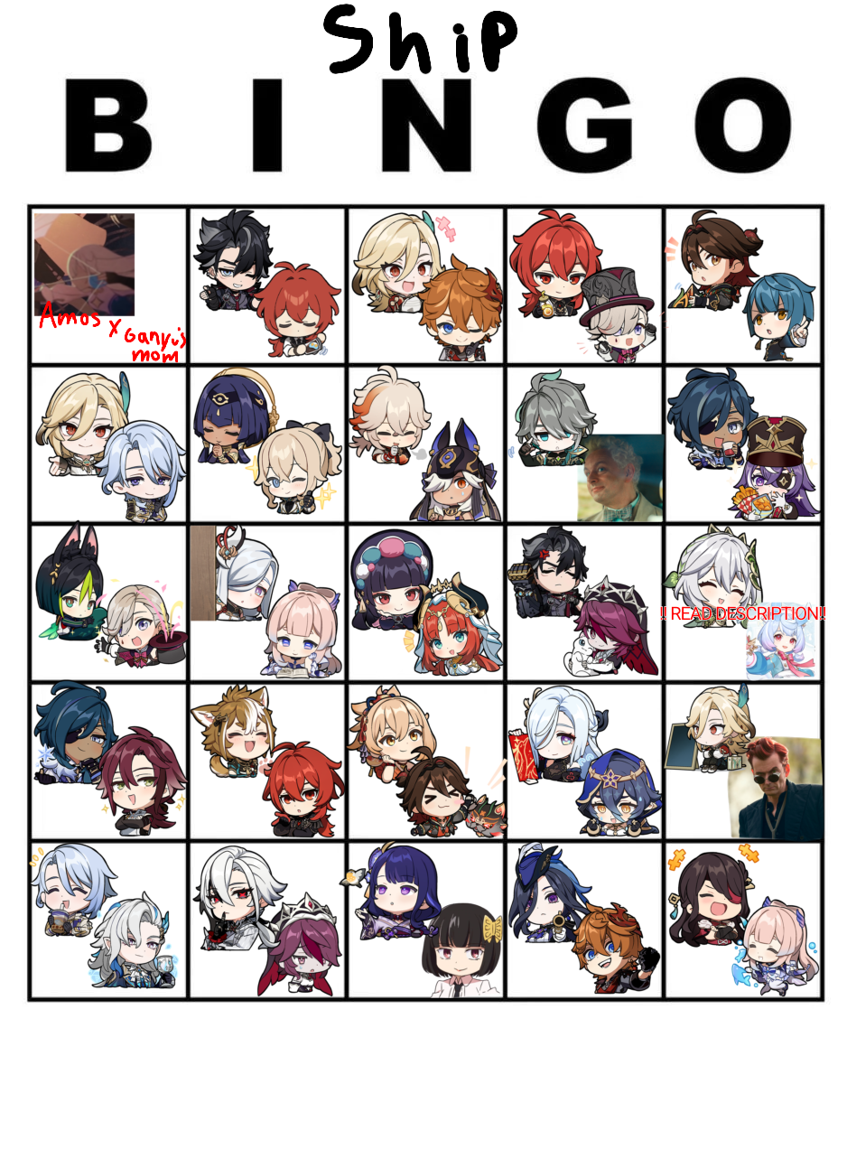 genshin ship bingo!!! trigger warning: RAREPAIRS, CROSS-SHIPS, AND ...