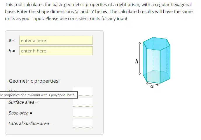 hexagonal prism calculator