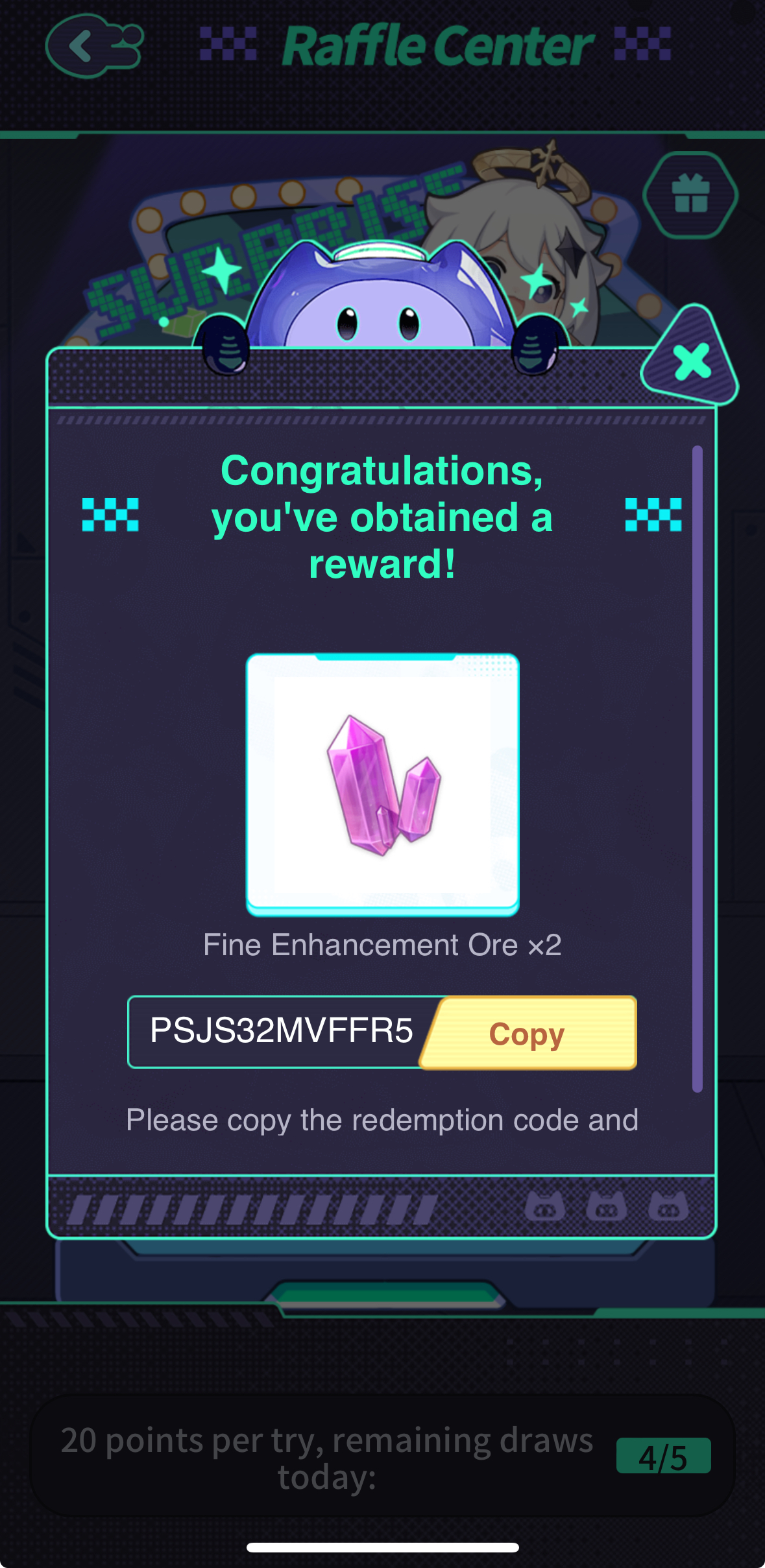 One-time use code for enhancement ore Genshin Impact | HoYoLAB