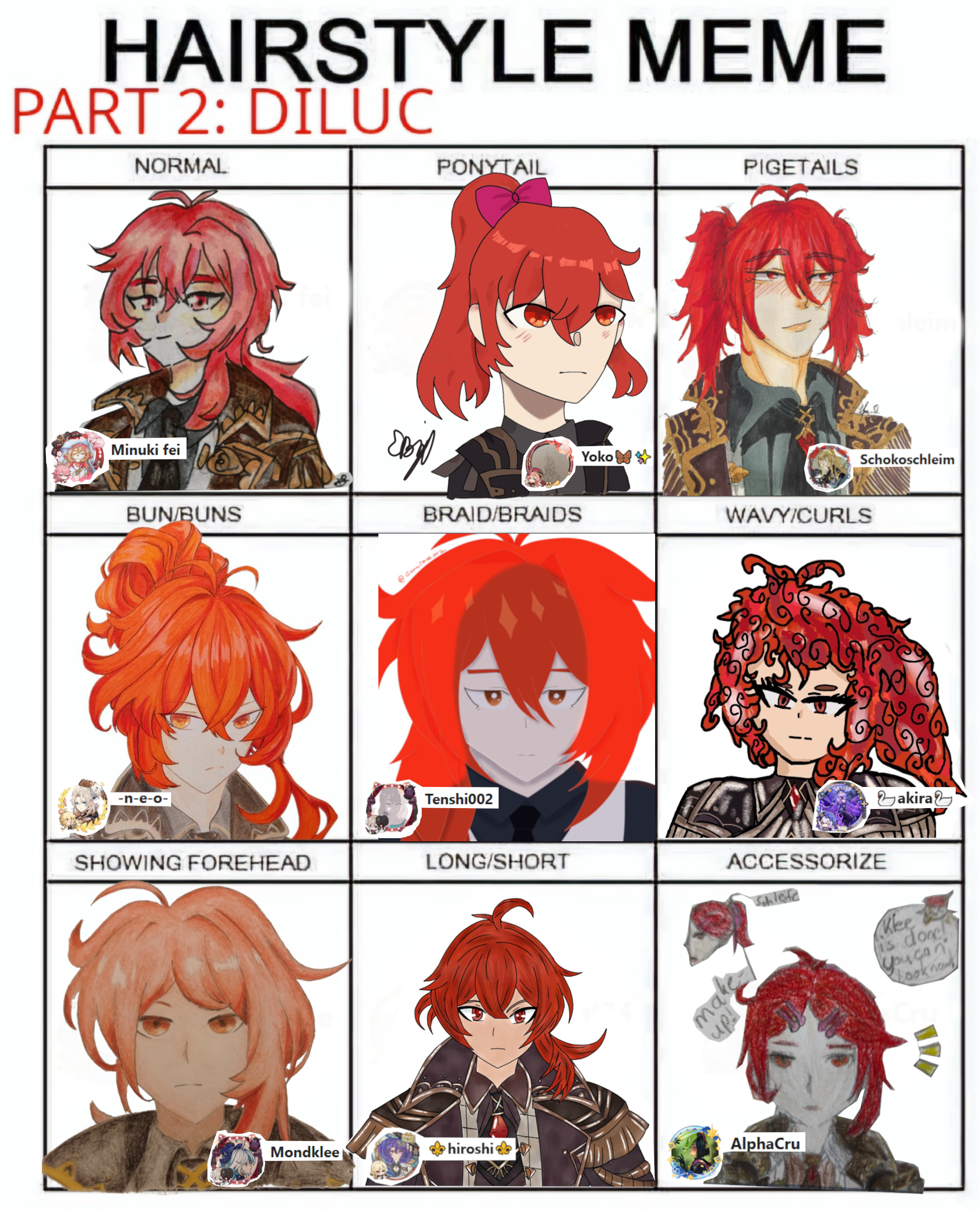 Project Challenge: Hairstyle Meme: Part 2 Diluc Genshin Impact | HoYoLAB