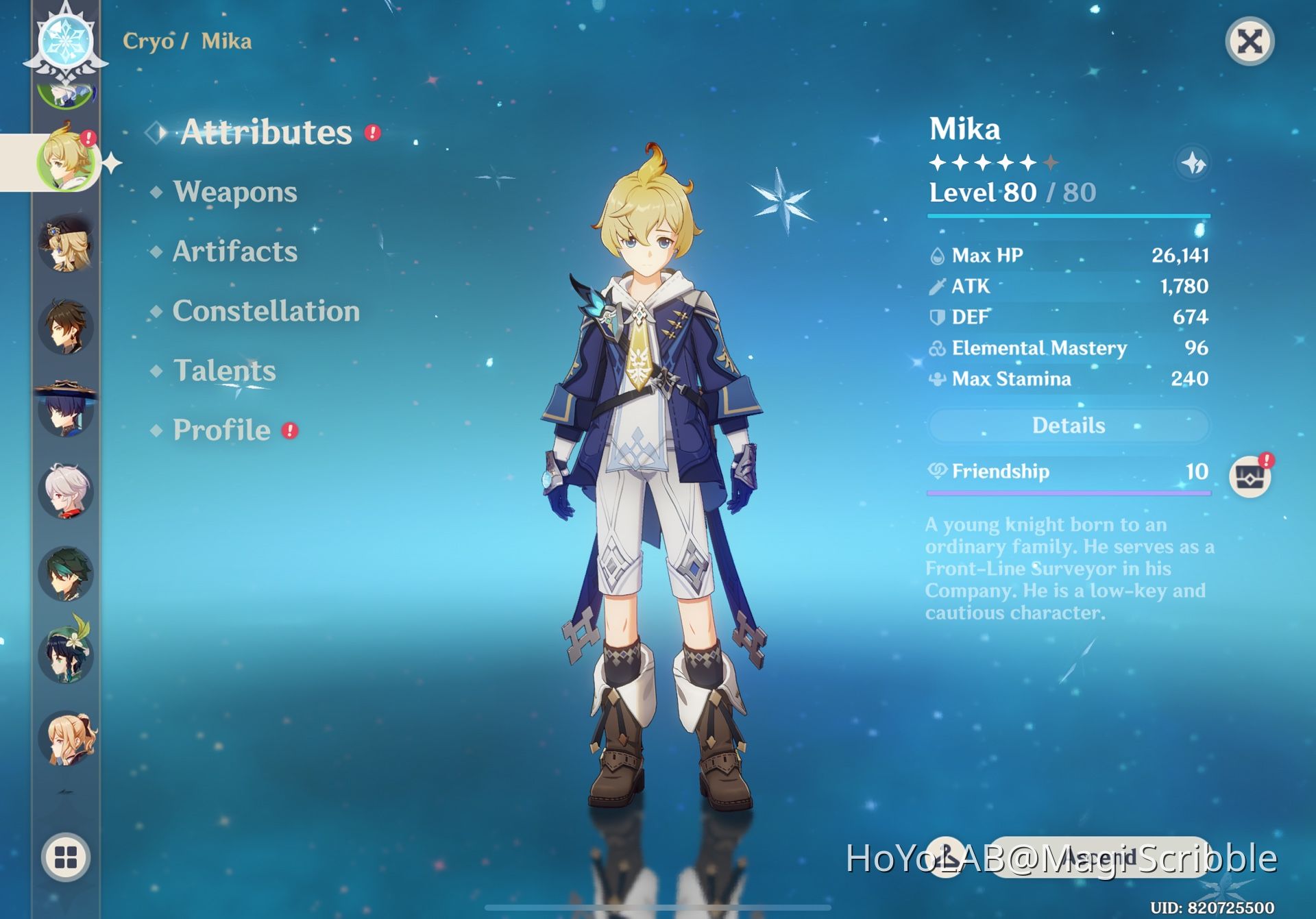 Mika Level 10 Friendship Genshin Impact | HoYoLAB